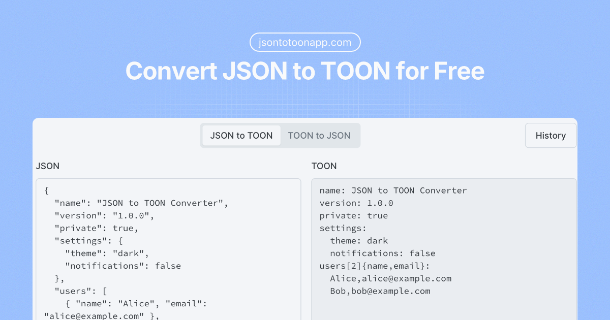 Convert JSON to TOON for free | Reduce LLM costs by 30% to 60%